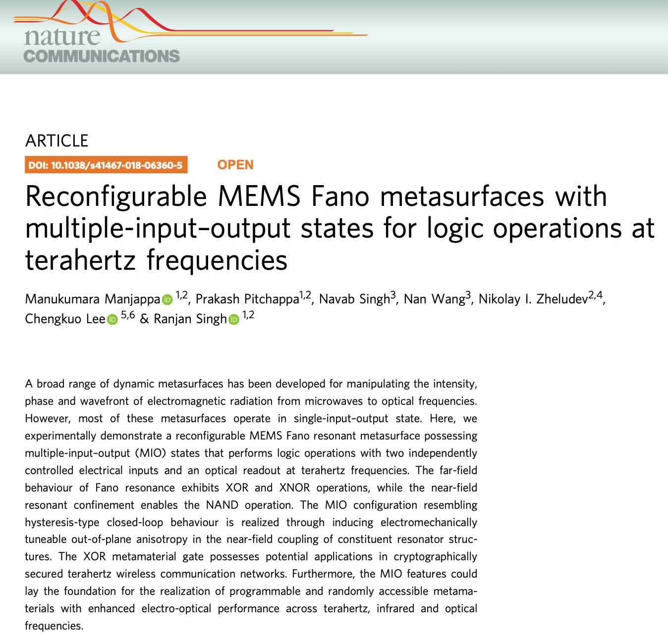 突破太赫兹光逻辑边界：可重构MEMS Fano超表面技术 – Around Physics 物理边界
